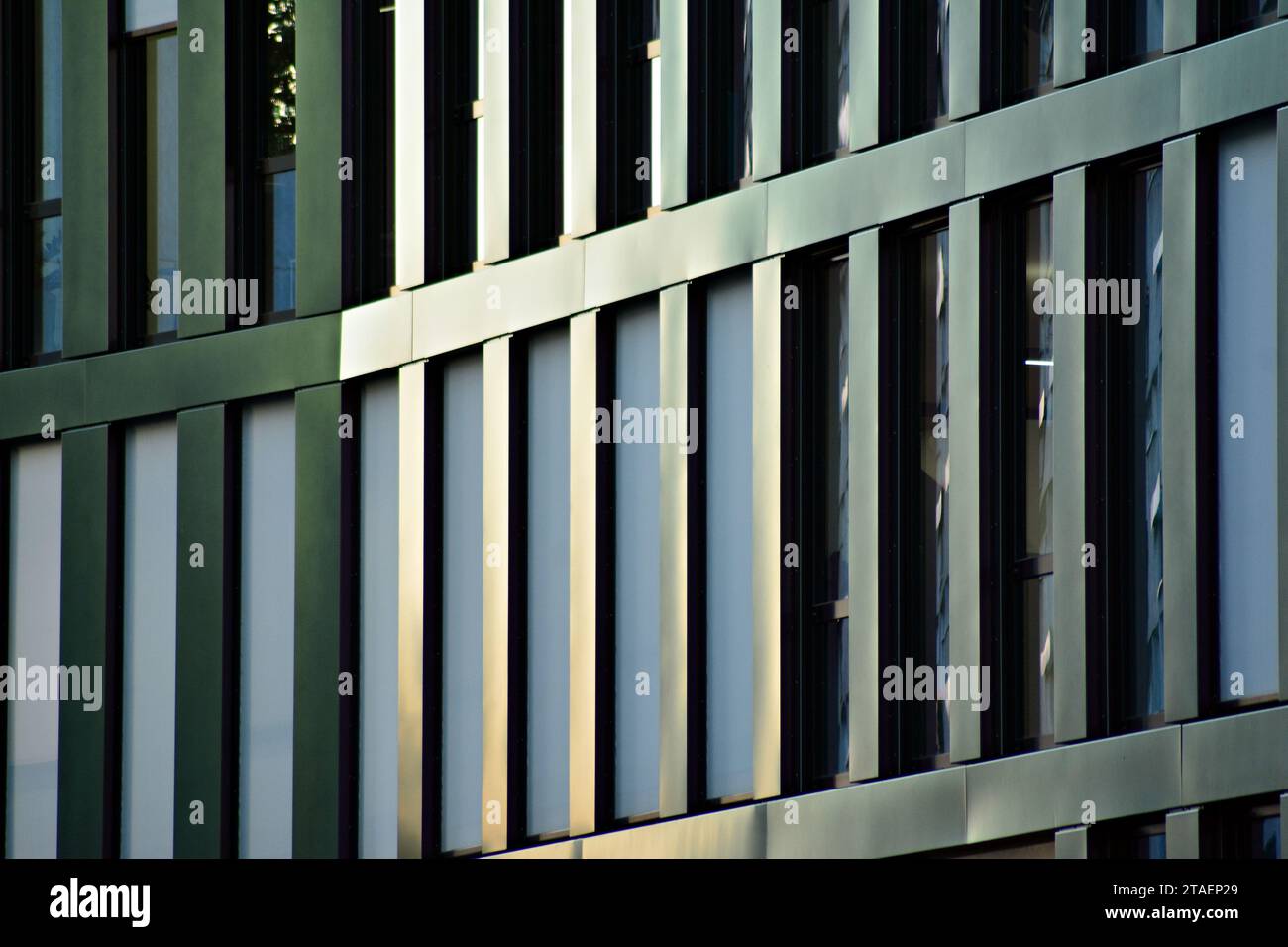 Modern office building in the city with windows and steel and aluminum ...