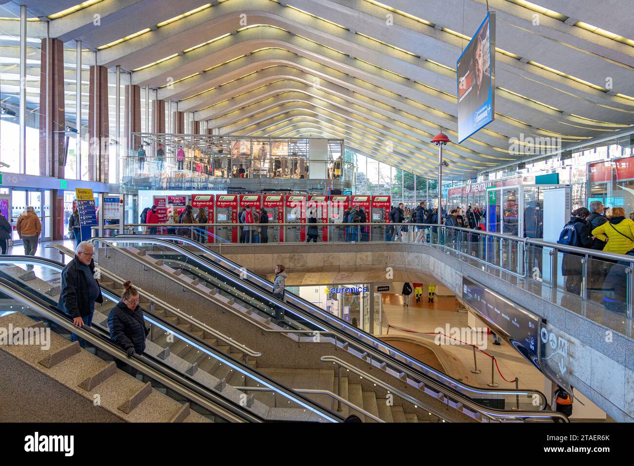 atrium of the public train and underground train access station, Rome ...