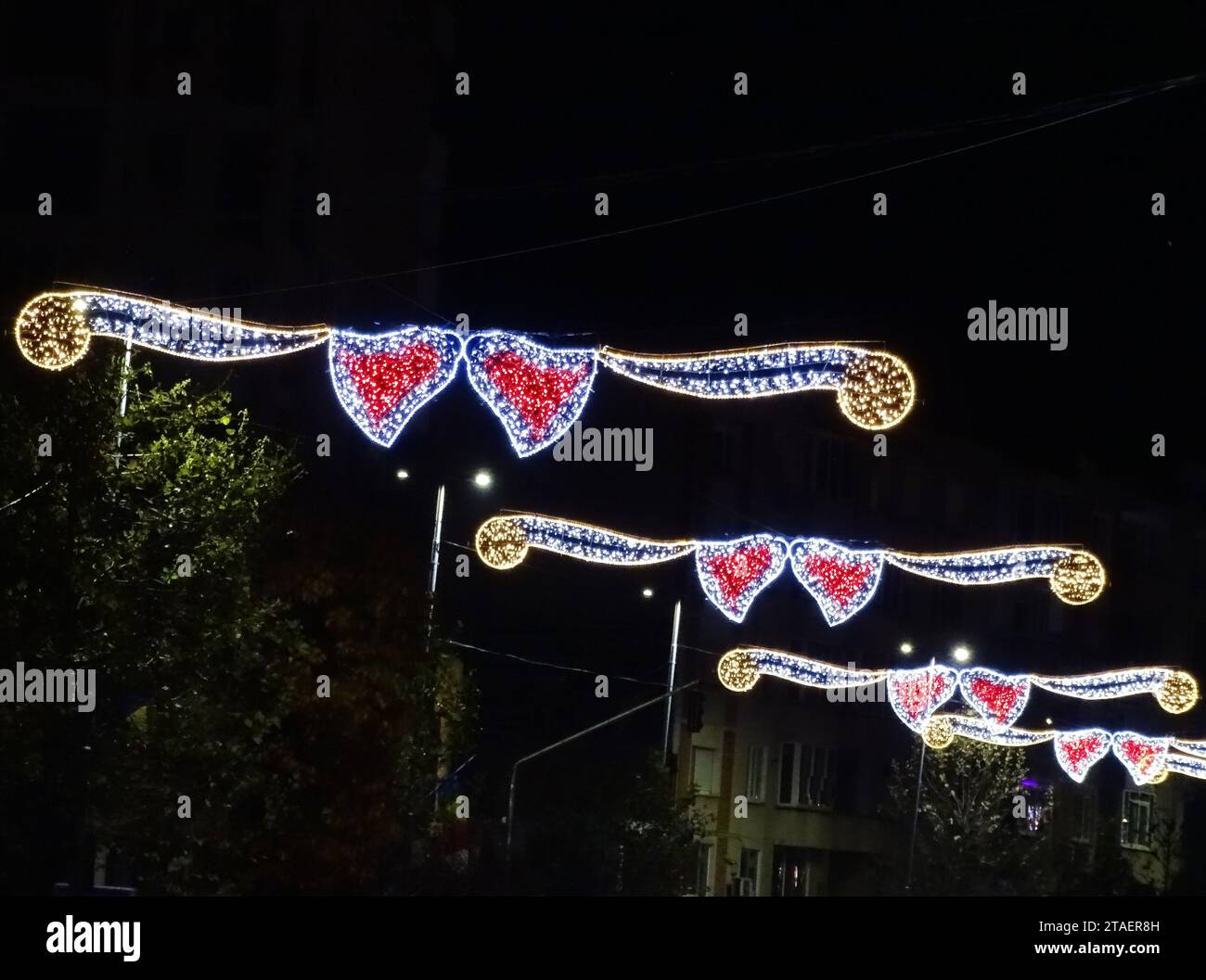 Christmas lights in Baia Mare city, Romania Stock Photo - Alamy