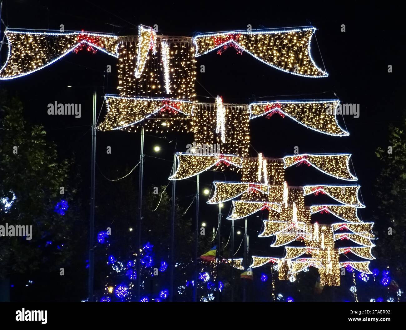 Christmas lights in Baia Mare city, Romania Stock Photo - Alamy