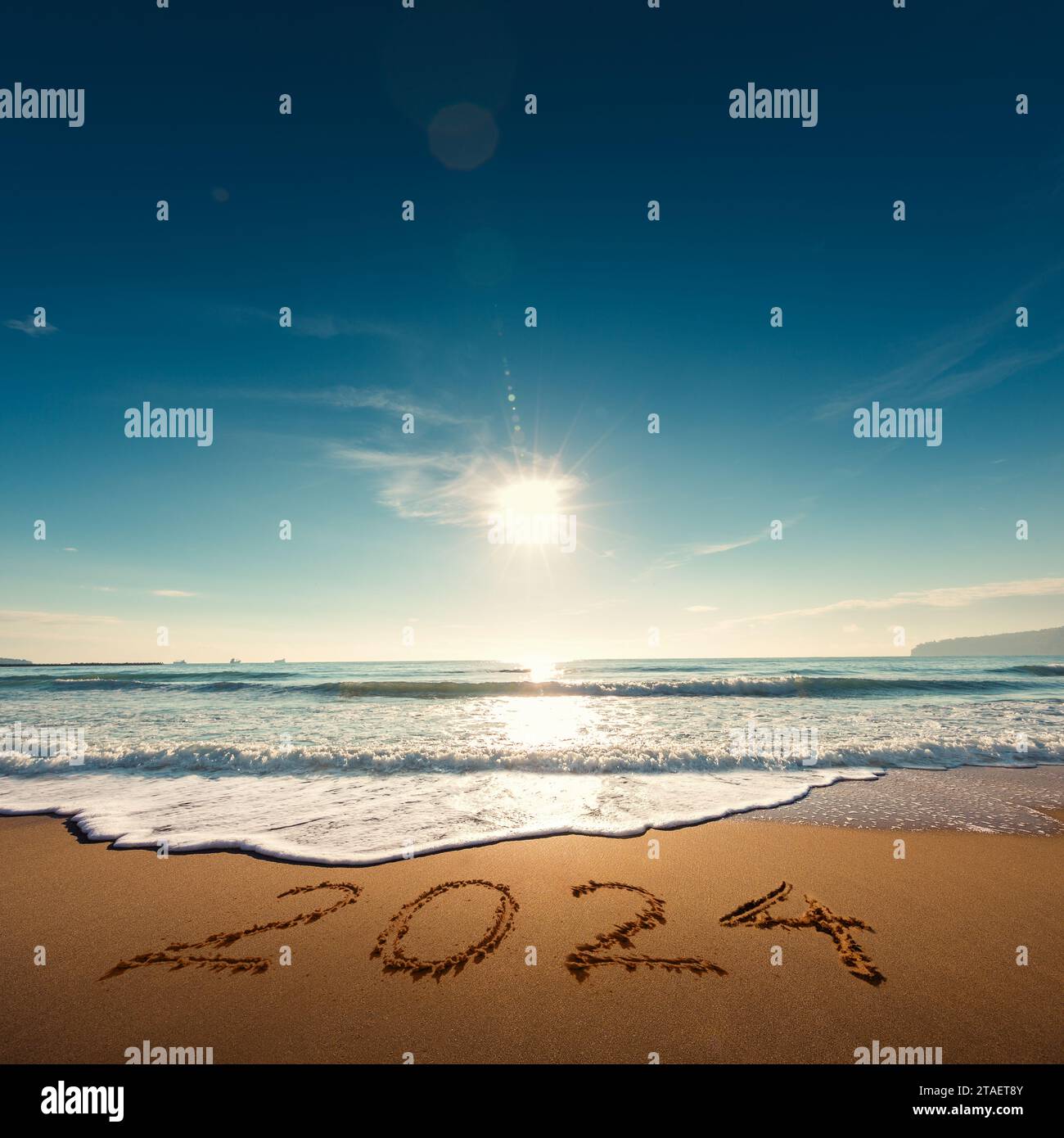 Beautiful cloudscape over the sea, sunrise shot. Happy New Year 2024 ...