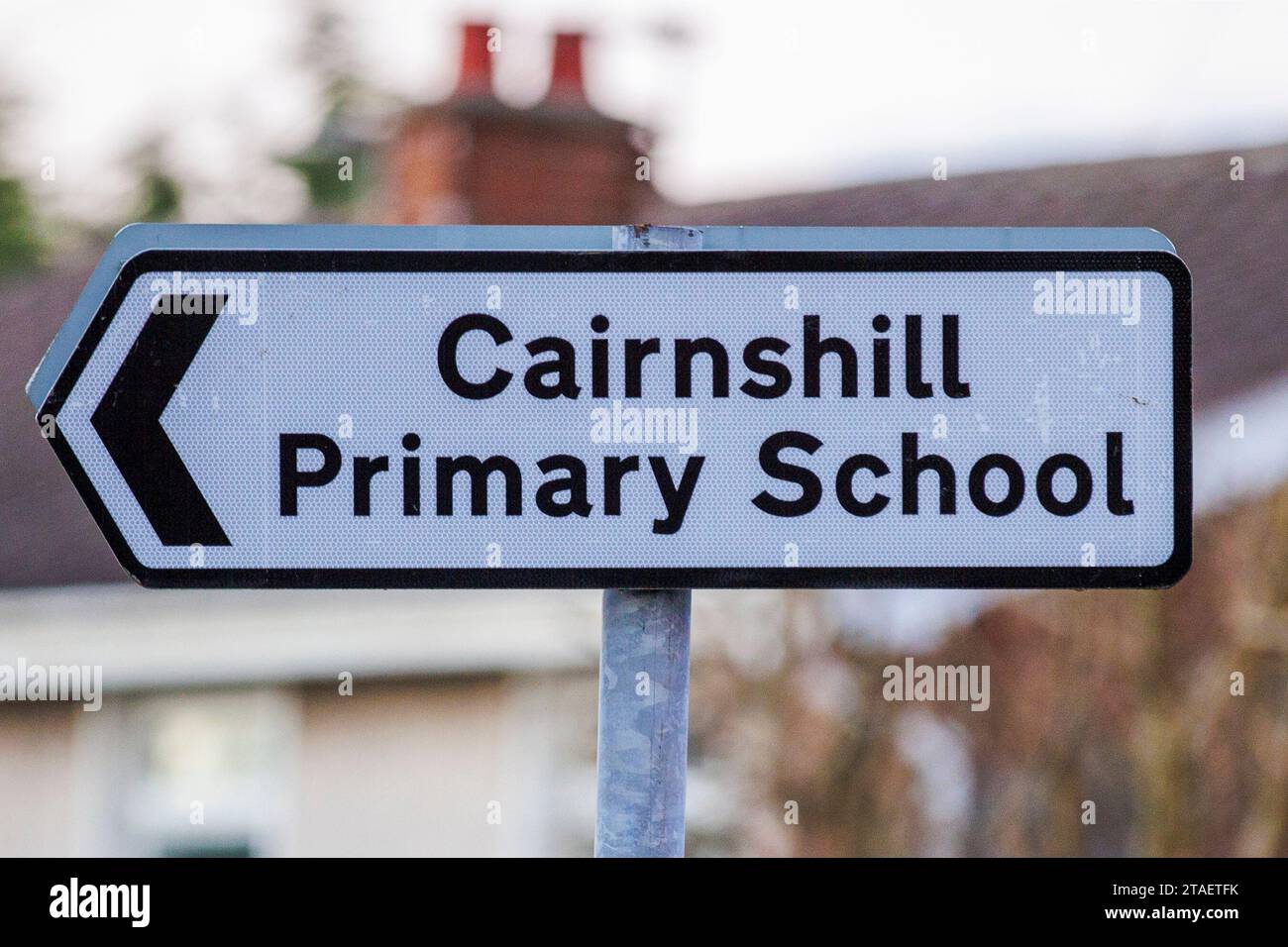 Streett sign for Cairnshill Primary School in south Belfast where they ...