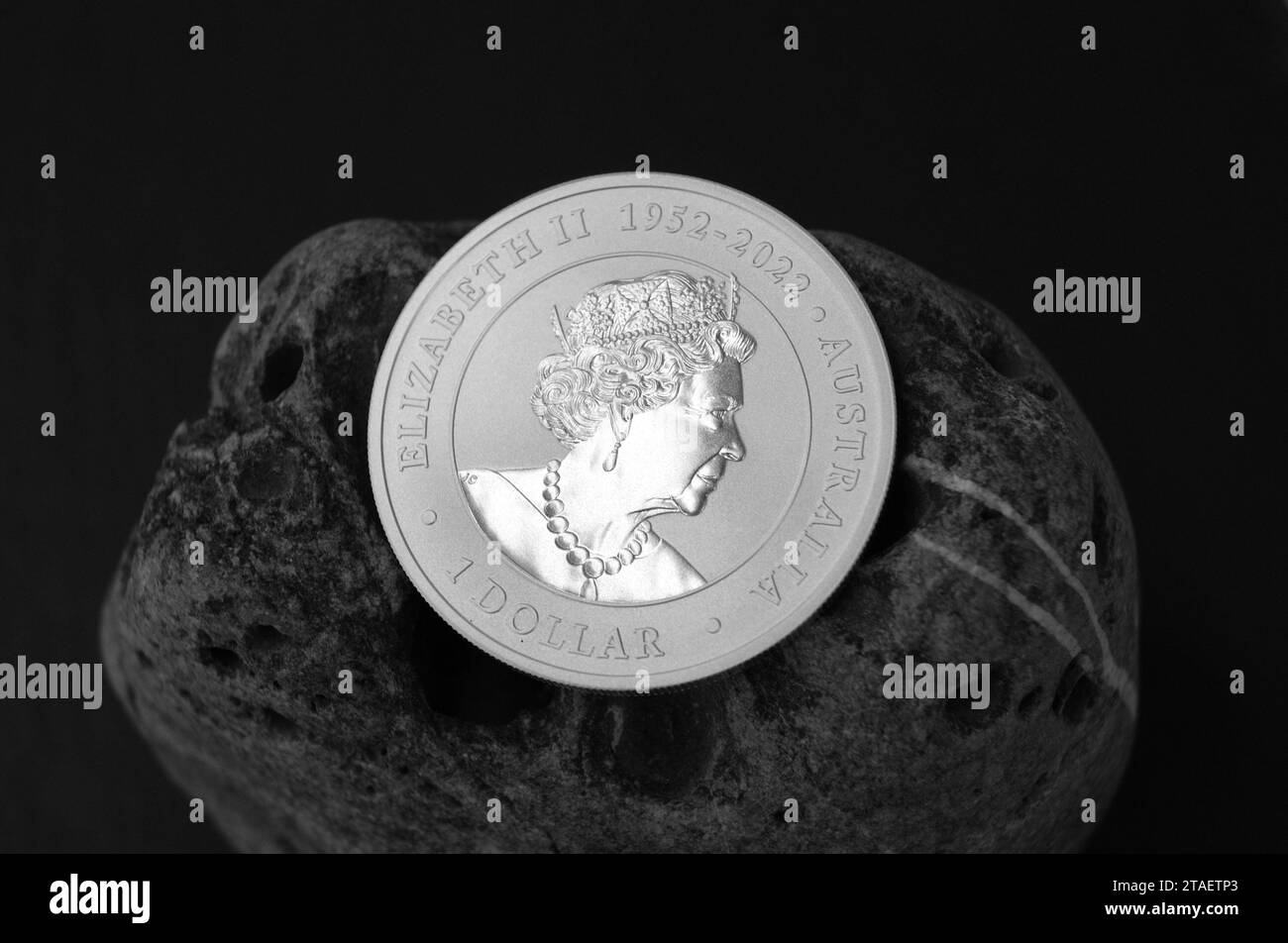 Australian silver coin 1 dollar. A commemorative coin of Queen ...