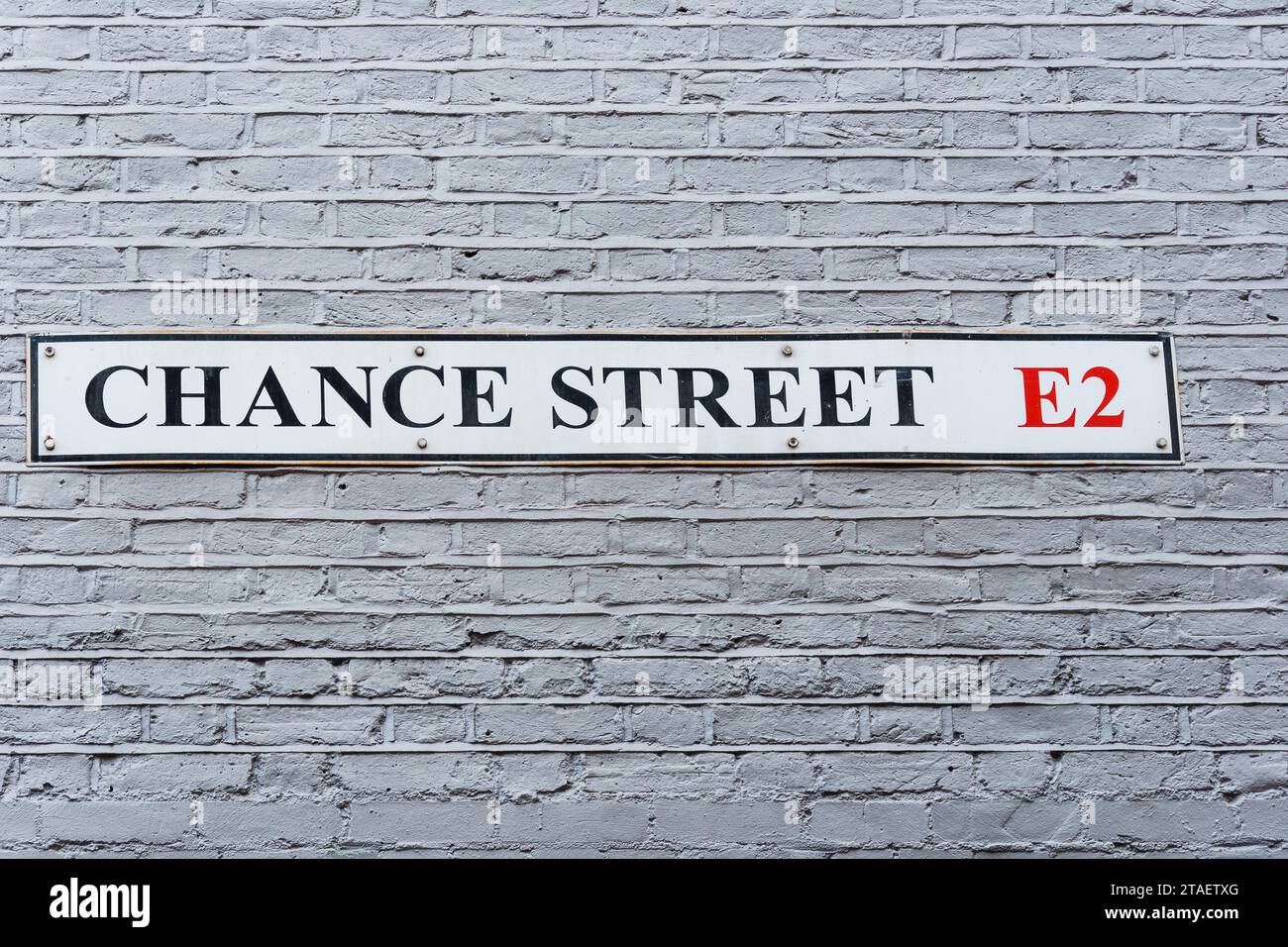 London, UK - August 25, 2023: Chance Street Name Sign on white painted ...