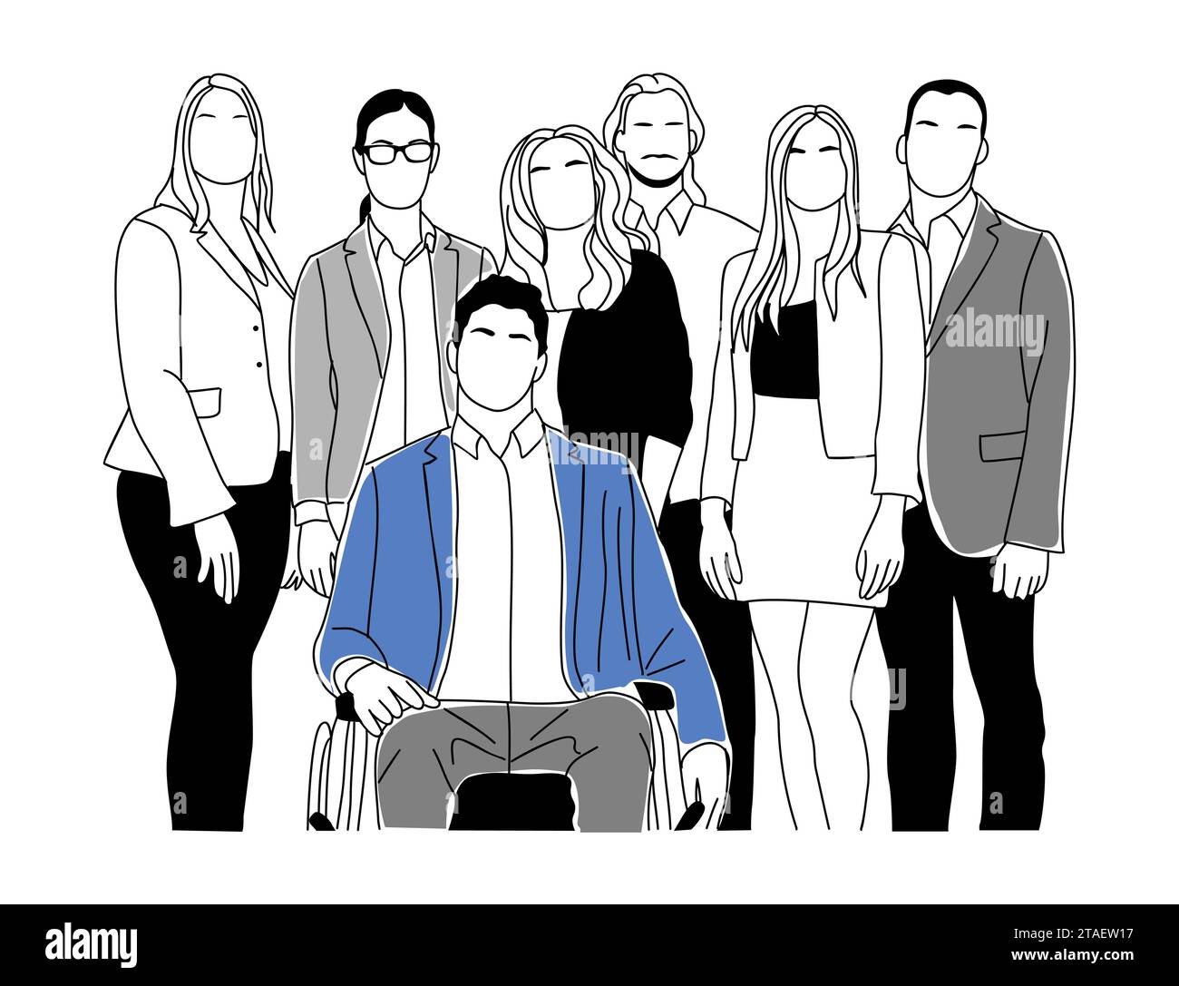 Inclusive business team concept vector line art Stock Vector Image ...