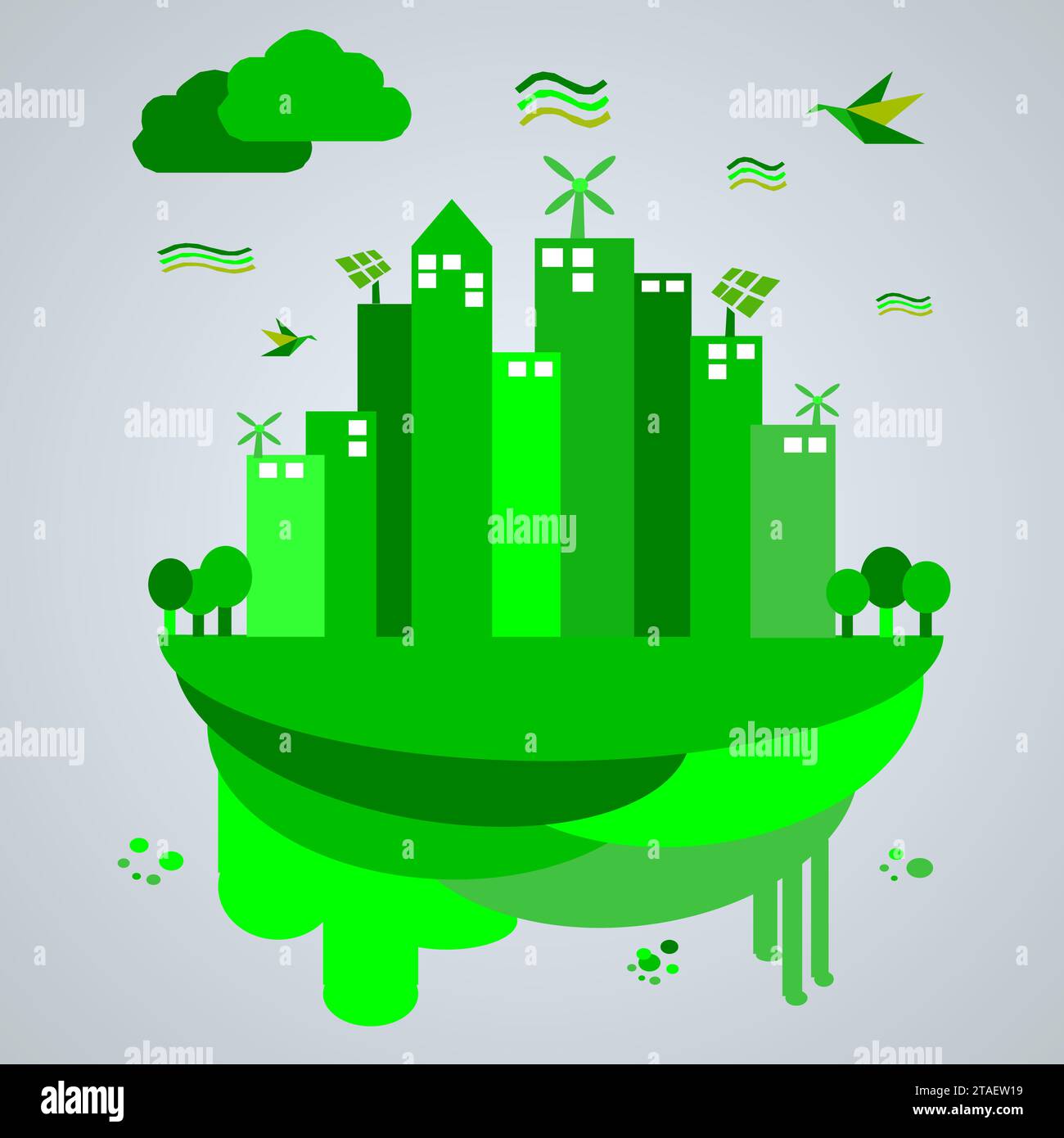 Ecology and Eco Green Energy Concept Vector Illustration Sustainable ...