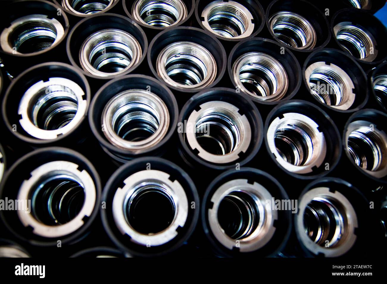 Vespa parts on the assembly line at the Piaggio Factory outside Hanoi ...