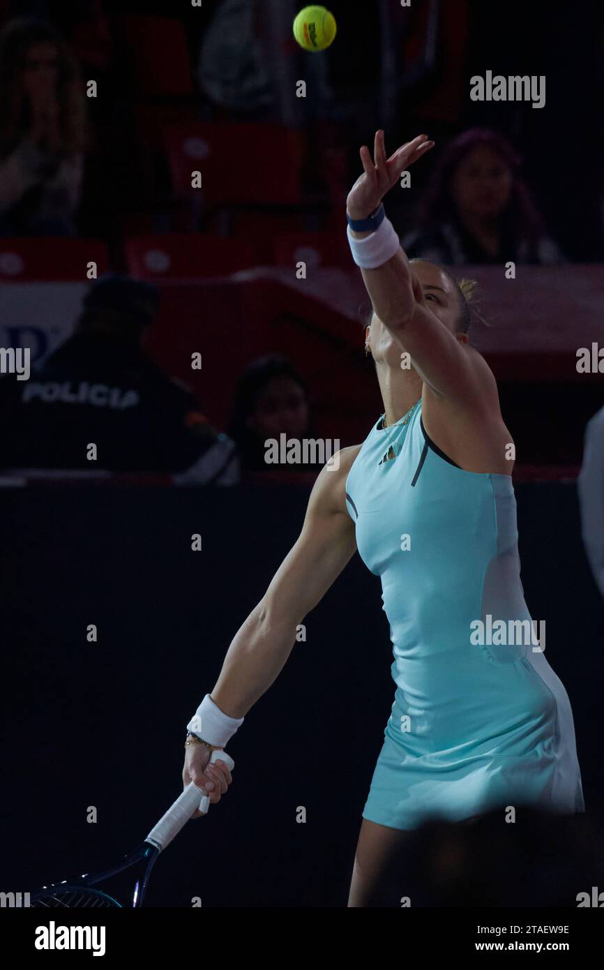 November 29, 2023, Mexico City, Mexico: Maria Sakkari of Greece serves ...