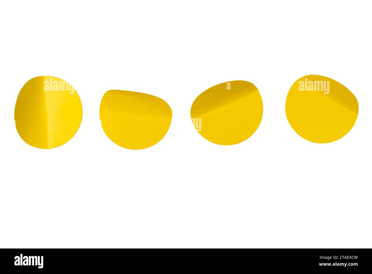 Round yellow stickers, blank tags labels isolated on a white background ...
