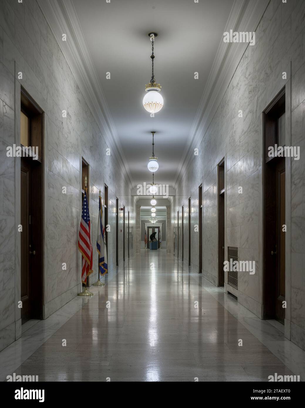 Corridor in the East Wing of the West Virginia State Capitol building ...