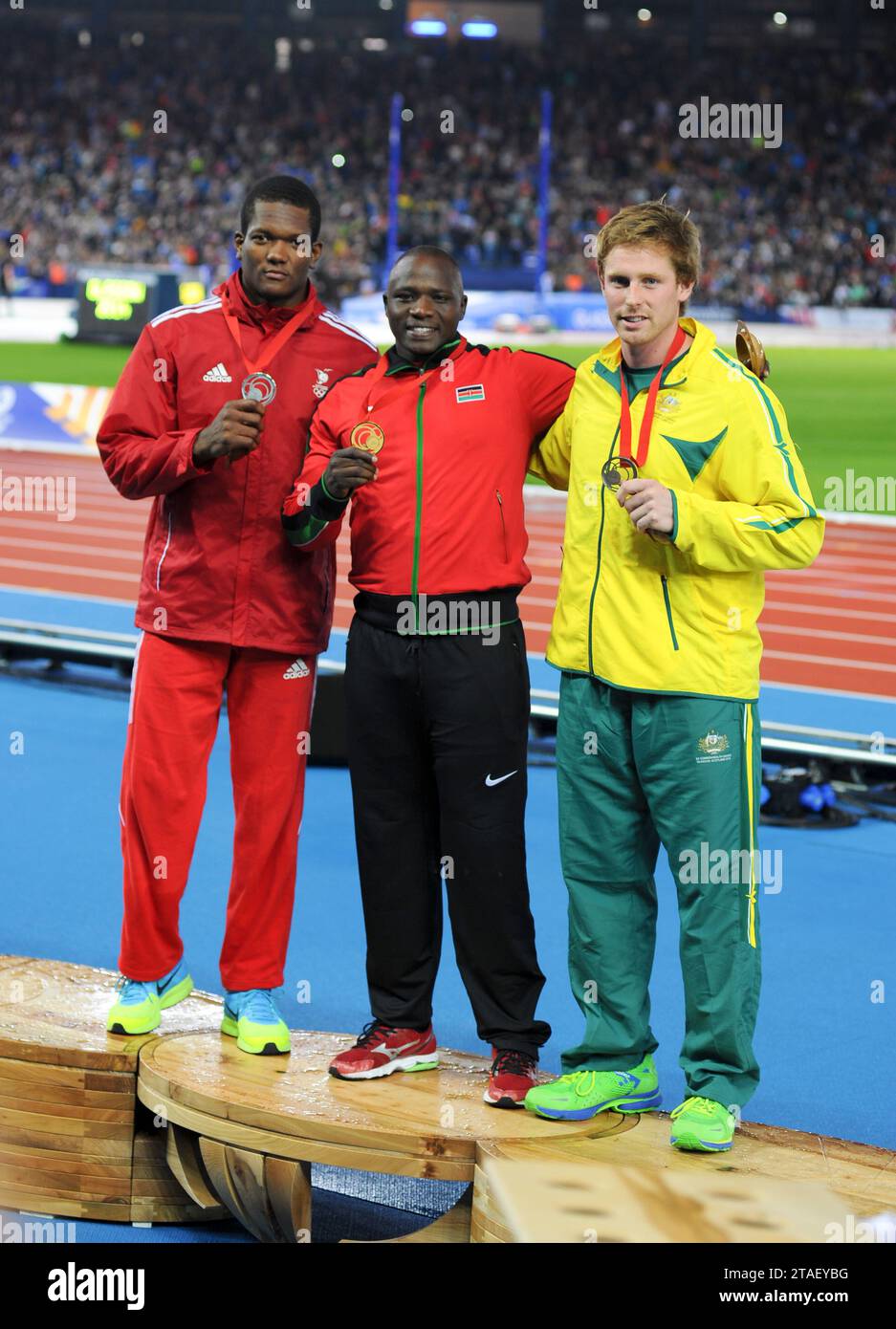 Keshorn Walcott, Julius Yego and Hamish Peacock medal ceremony in the ...