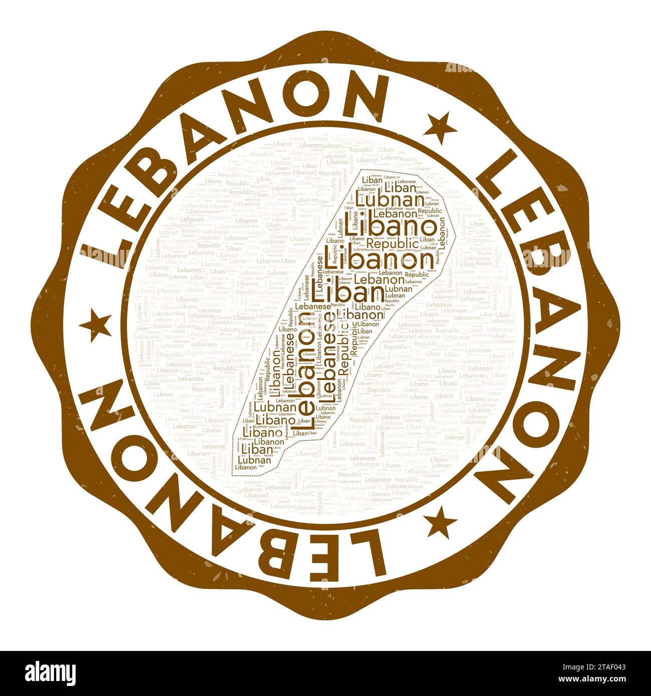 Lebanon logo. Astonishing country badge with word cloud in the shape of ...