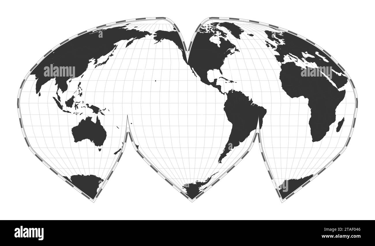 Vector world map. Alan K. Philbrick's interrupted sinu-Mollweide ...