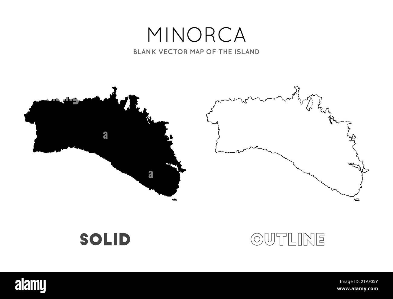 Minorca map. Blank vector map of the Island. Borders of Minorca for ...