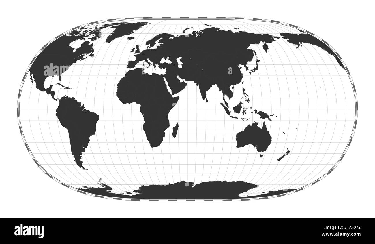 Vector world map. Natural Earth II projection. Plain world geographical ...
