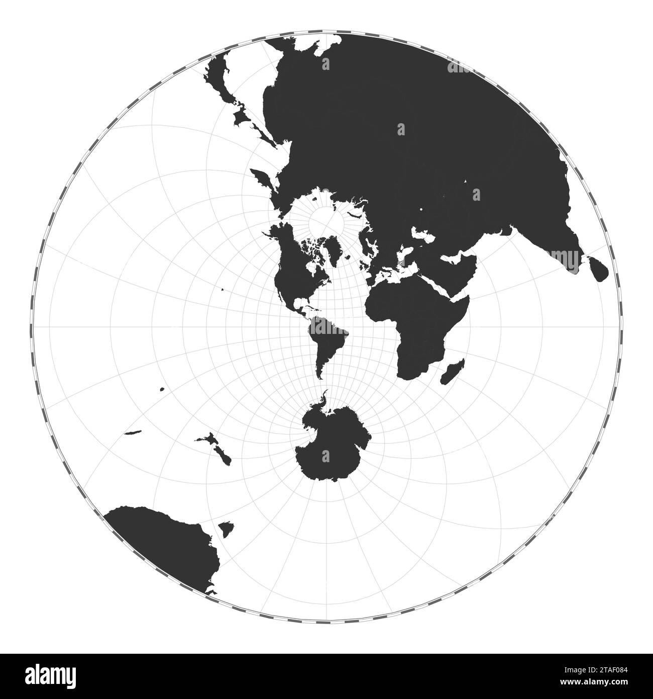 Vector world map. Stereographic. Plain world geographical map with ...