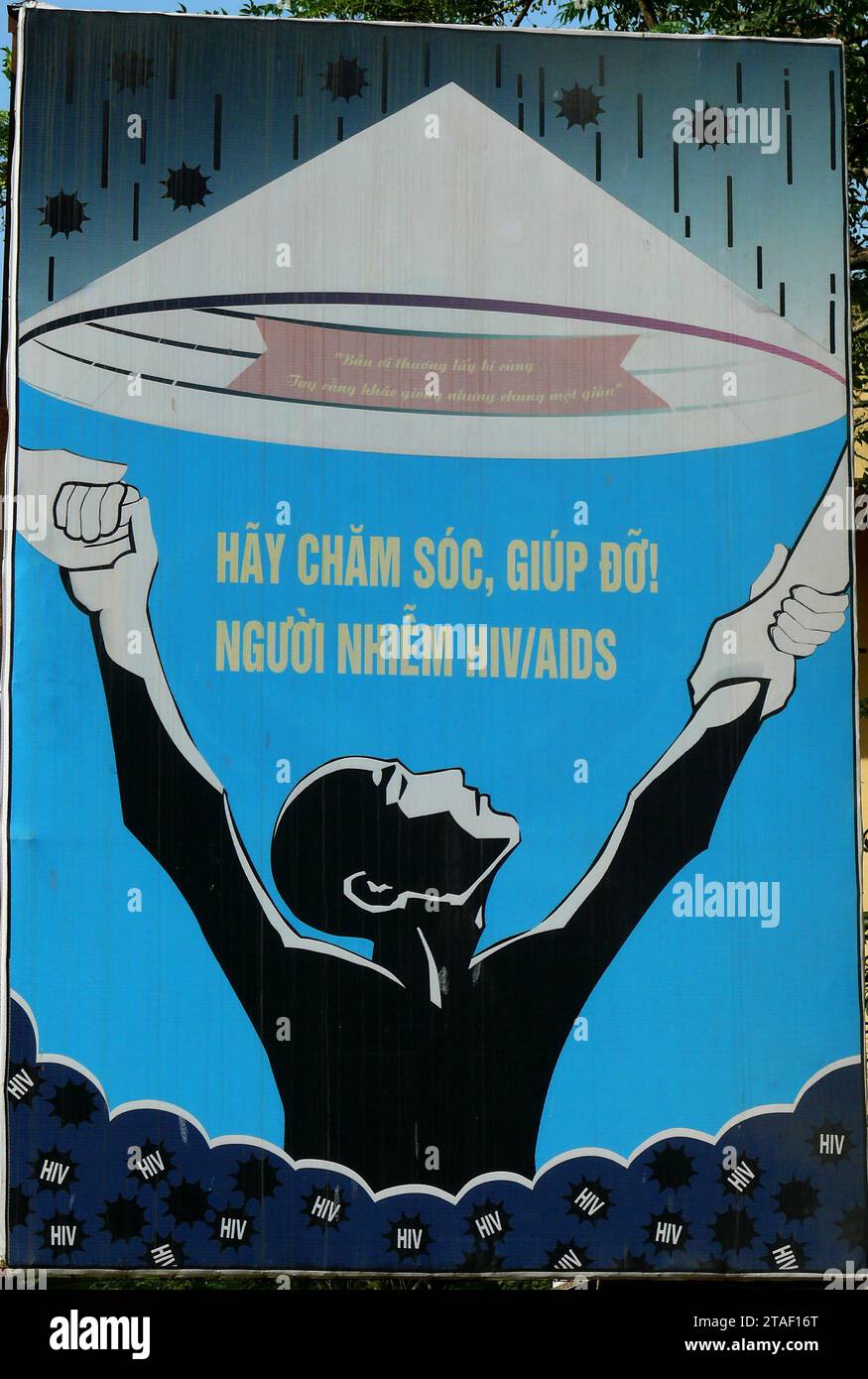 Propaganda poster warning against AIDS in Hanoi, Vietnam, Asia Stock ...