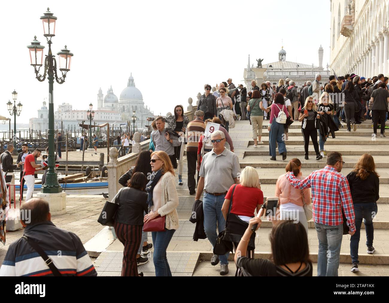 Venice, Italy - October 16, 2019: Crowd of tourists in center of Venice ...