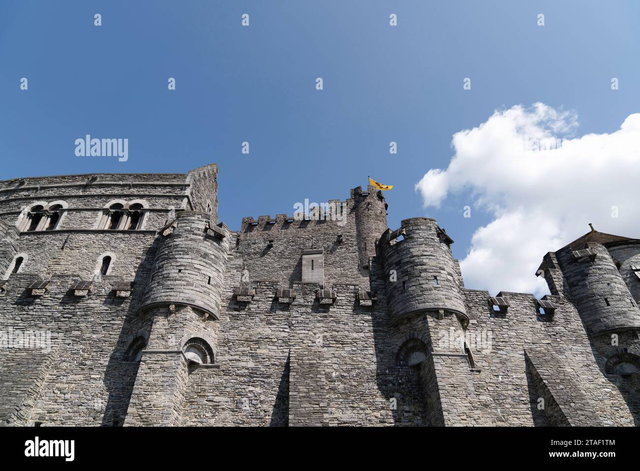 Medieval castle Gravensteen Castle of the Counts, Ghent, Belgium Stock ...