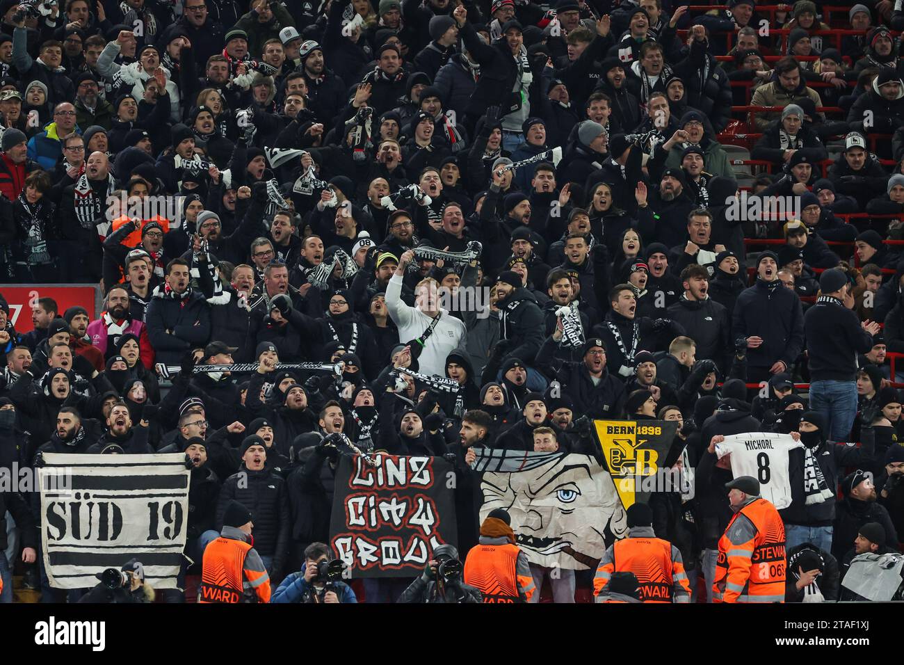 LASK fans during the UEFA Europa League Group E match Liverpool vs LASK ...