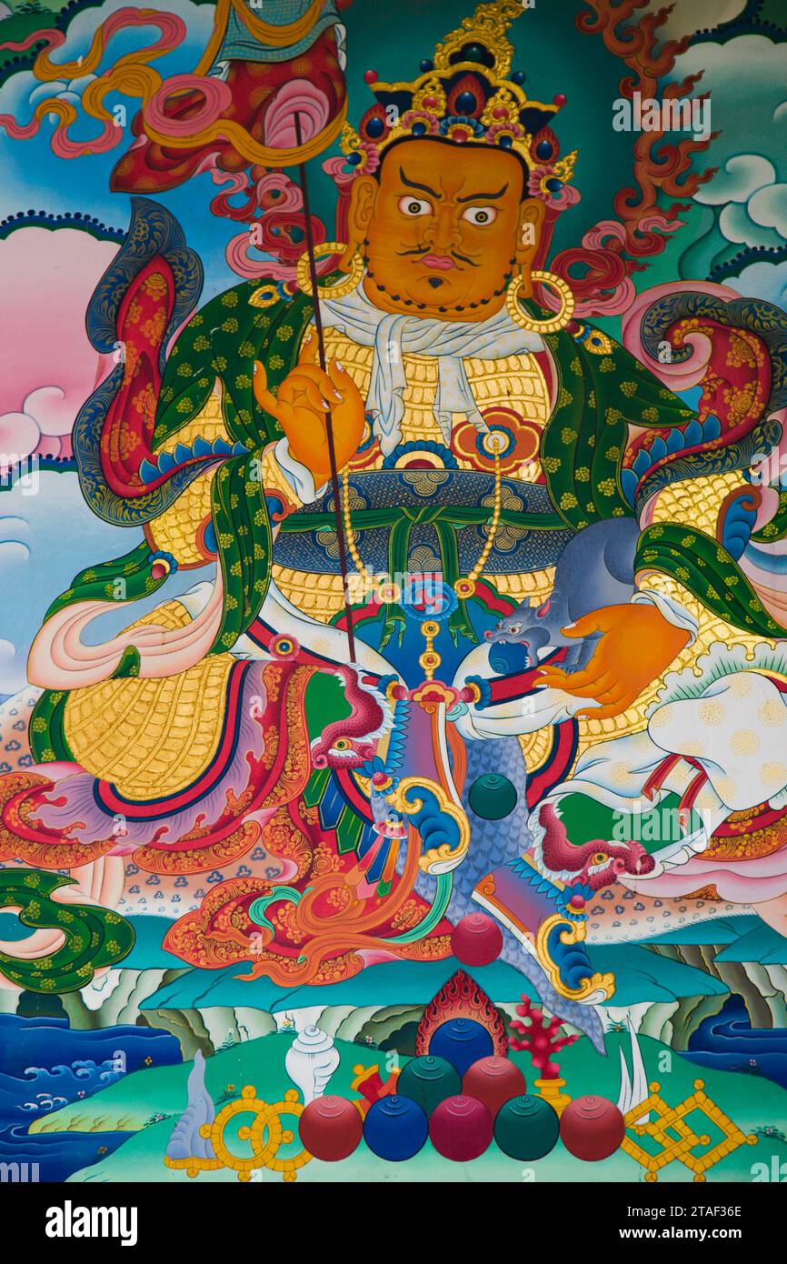 Nepal, Kathmandu Valley, Bodhnath, Tharlam Gompa, wall painting ...