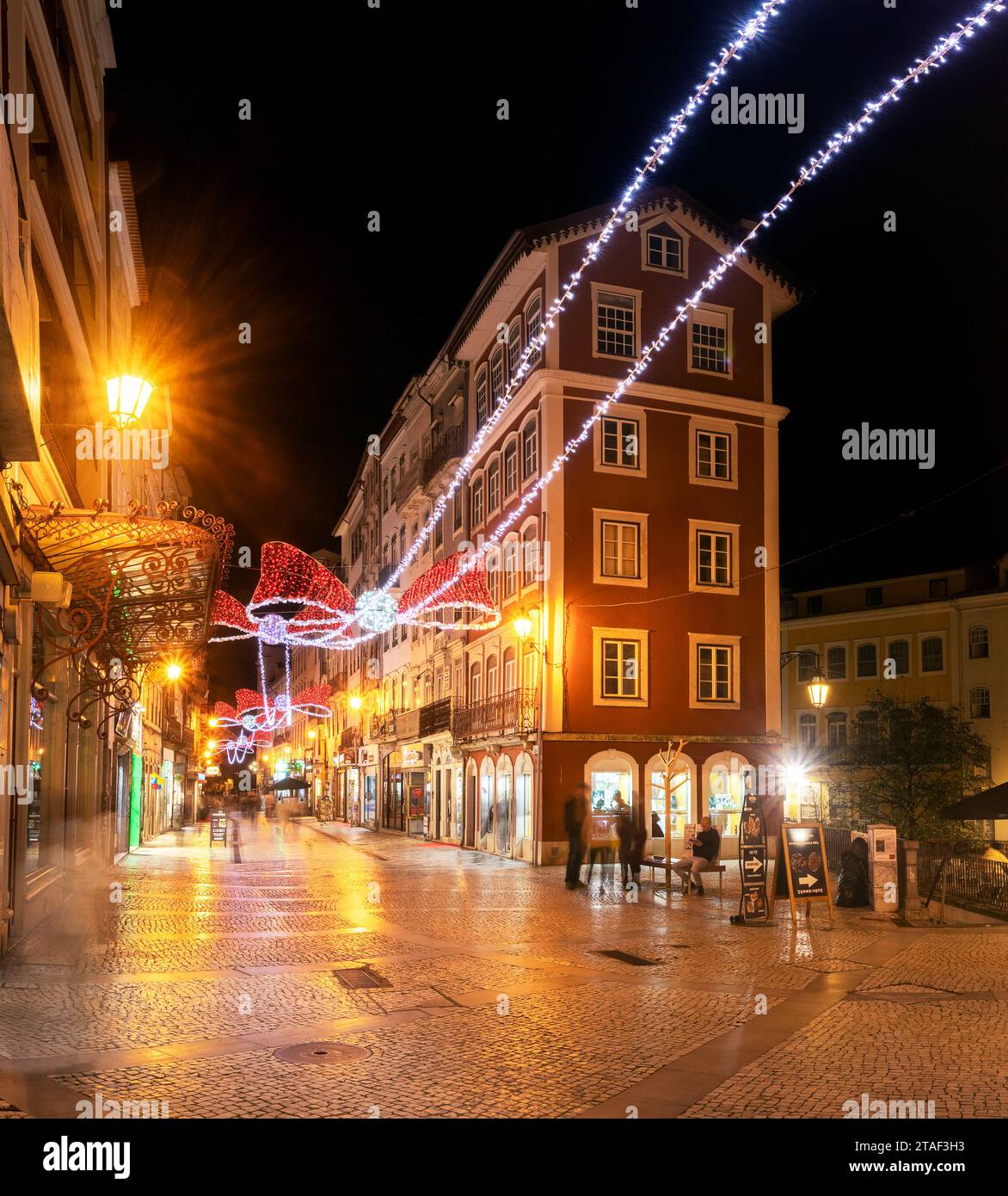 Coimbra, Portugal - November 11, 2023: Night view of the main street in ...