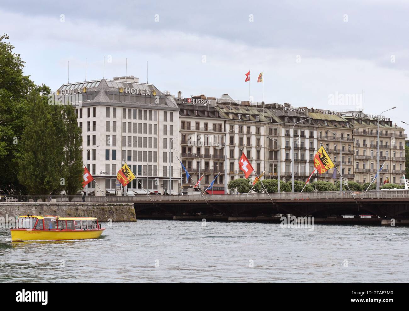 Geneva, Switzerland - June 05, 2017: Buildings with offices of famous ...