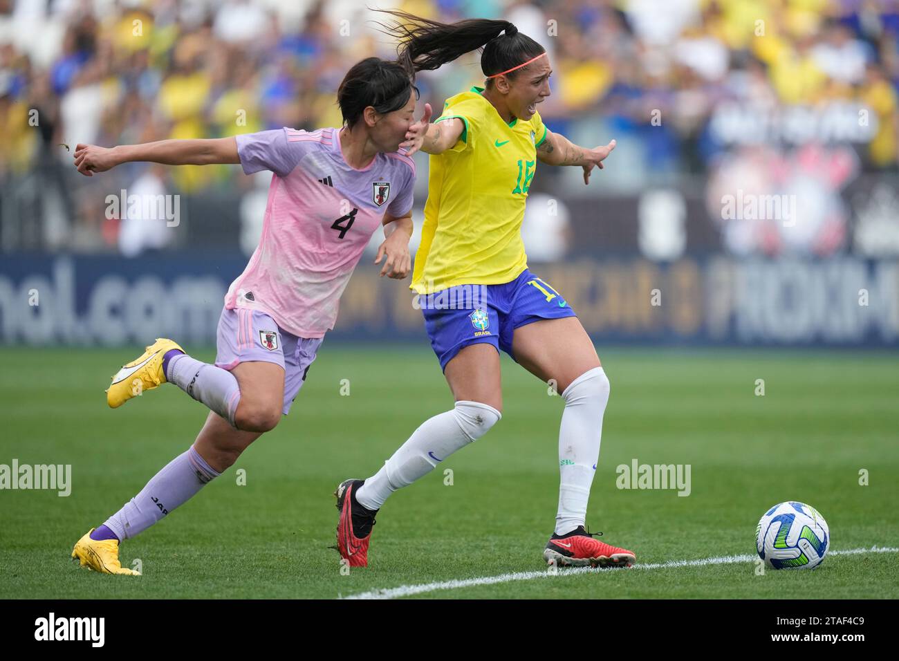 Brazil's Bia Zeneratto, right, and Japan's Saki Kumagi battle for the ...