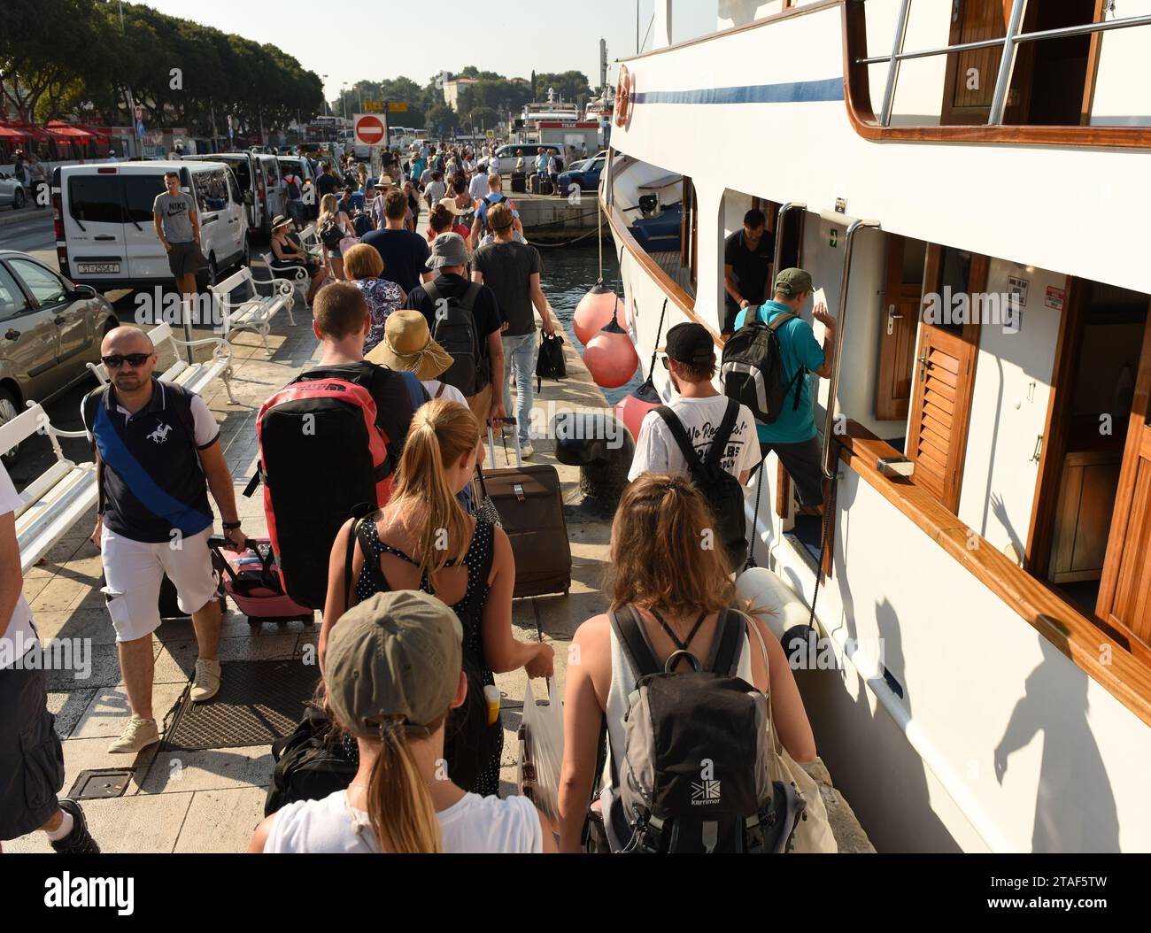 Split, Croatia - August 19, 2017: People in port of Split, Croatia ...