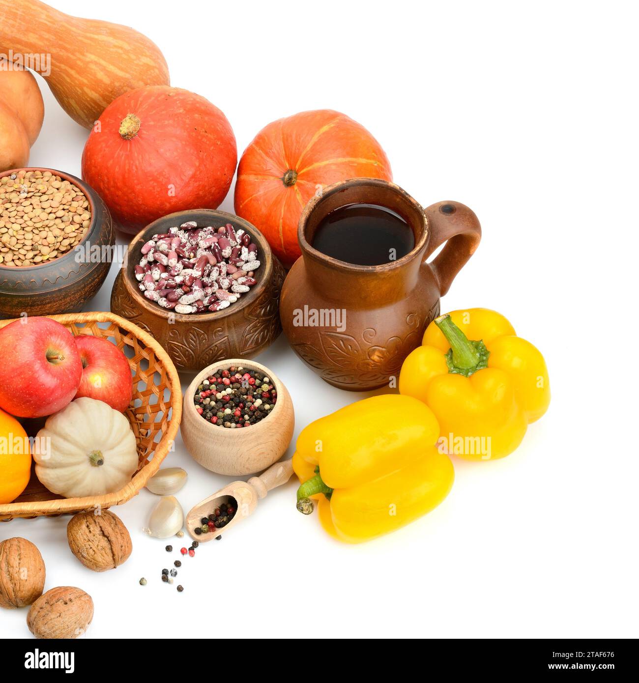 Collection of food isolated white Stock Photo - Alamy