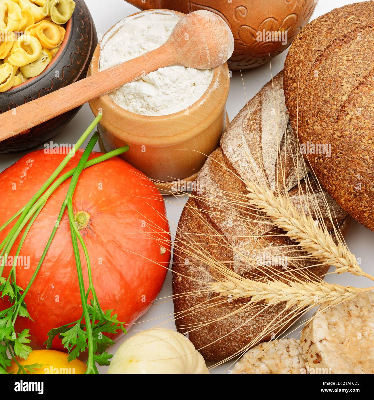 grain products and vegetables isolated on white Stock Photo - Alamy