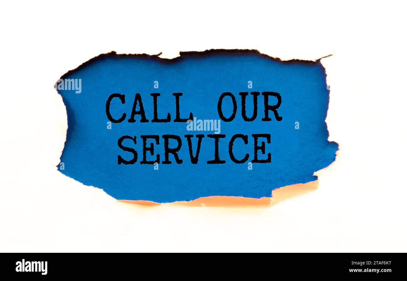 Our services symbol. Old blue rotary dial telephone. Words 'our ...