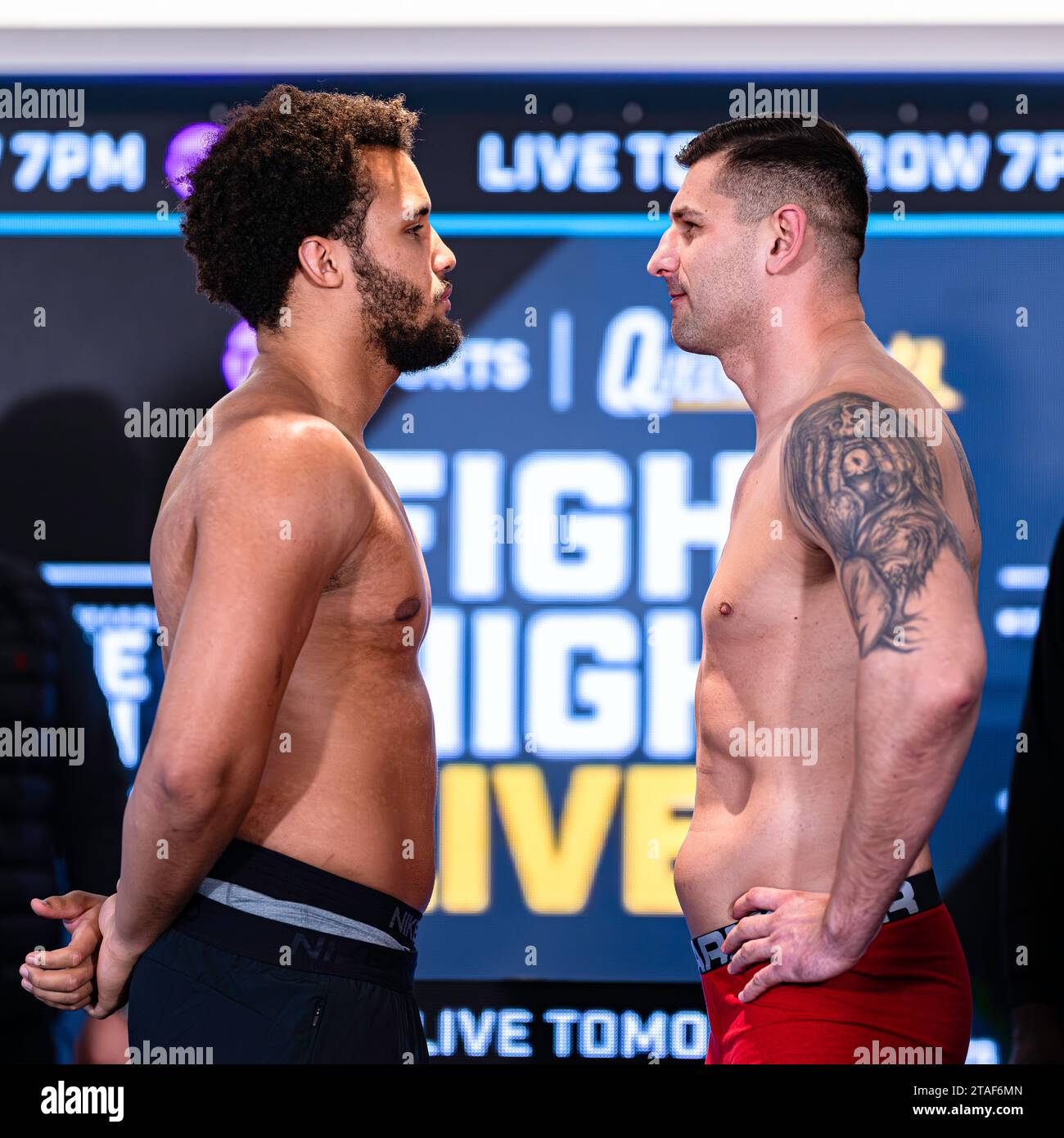 LONDON, UNITED KINGDOM. 30 Nov, 2023. Moses Itauma (left) and Michal ...