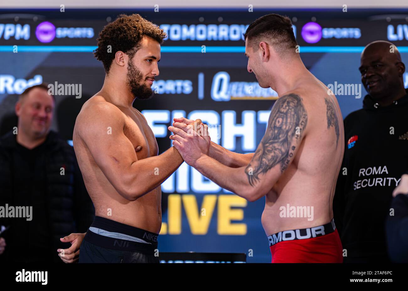 LONDON, UNITED KINGDOM. 30 Nov, 2023. Moses Itauma (left) and Michal ...
