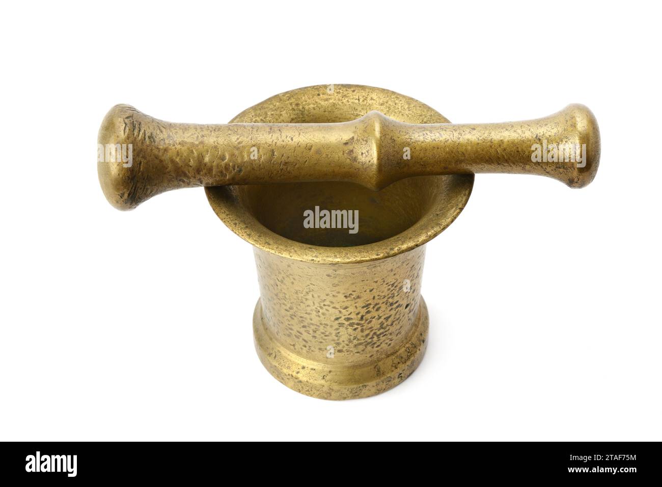 metal mortar and pestle isolated on white Stock Photo - Alamy