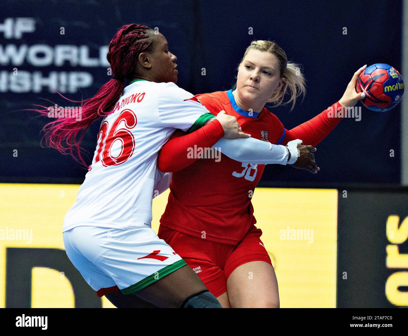 Neida Divoko Kangou, Congo and Anna Frankova from Czech Republic vies for the ball during the ...