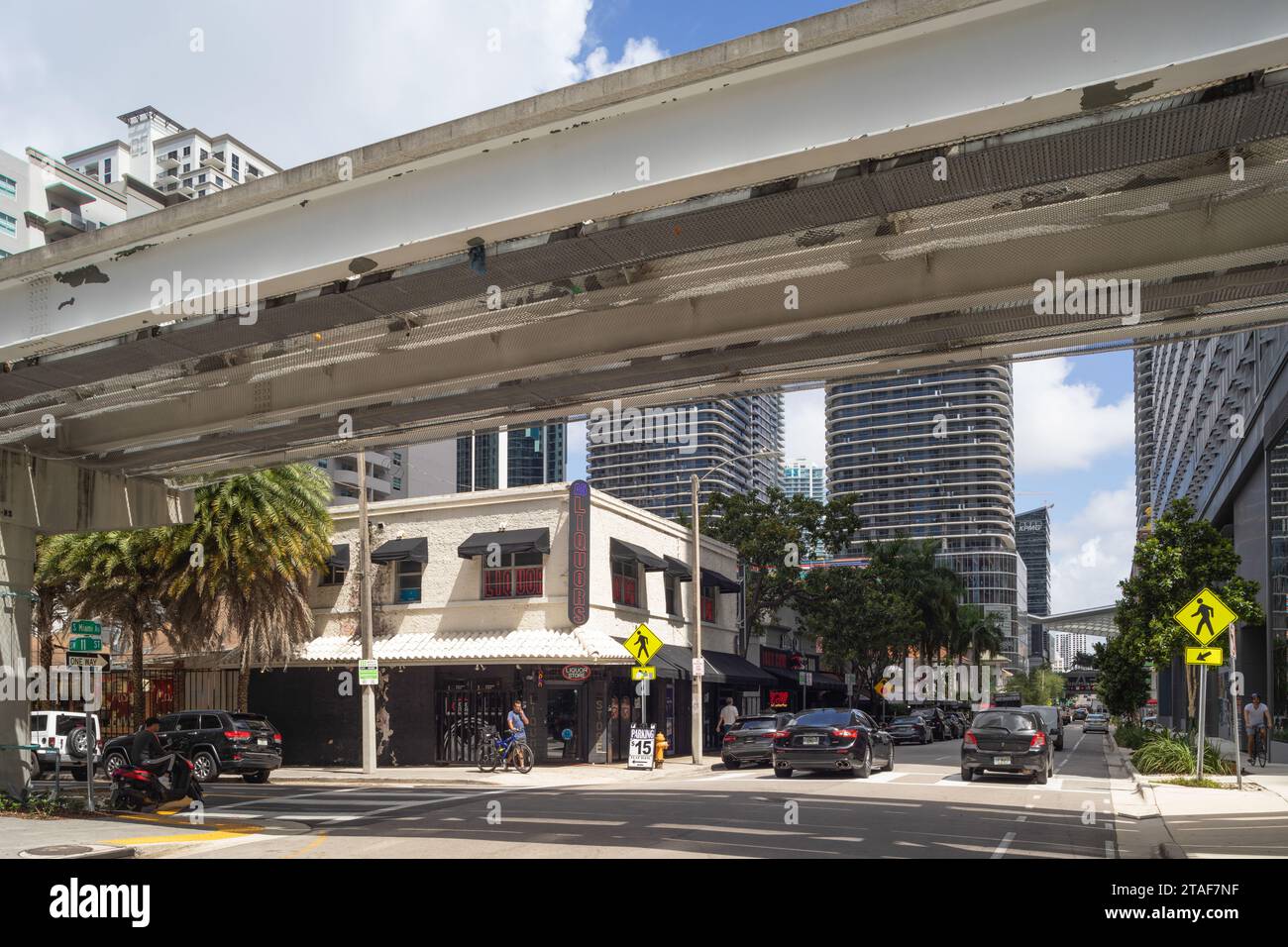 Metromover ramp, Brickell, Miami, Florida, USA Stock Photo - Alamy