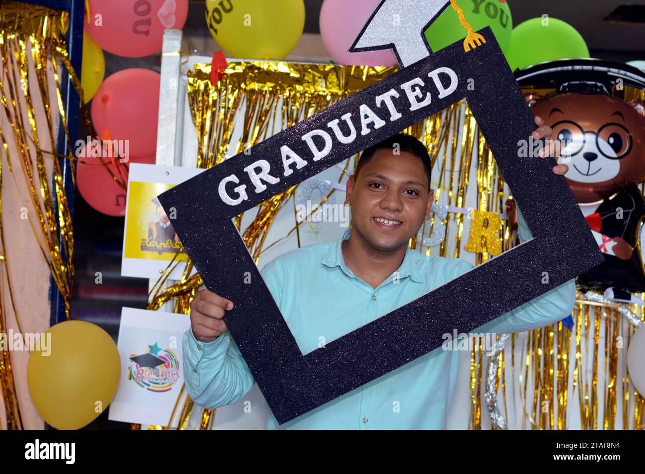 Cairo, Egypt, July 11 2021: preparations for a graduation party ...