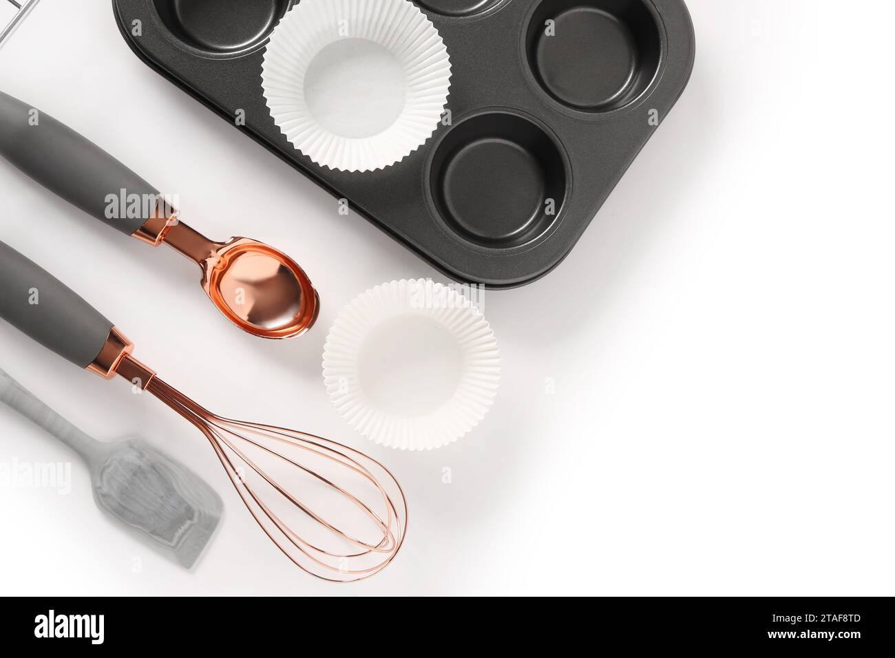 Baking form and utensils isolated on white background Stock Photo - Alamy