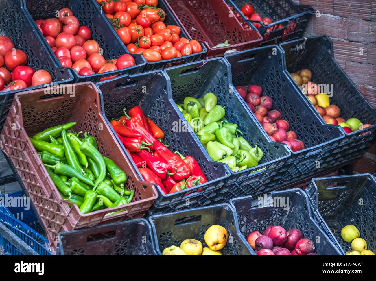 Fresh farmers market fruit and vegetable. Assorted raw vegetables and ...