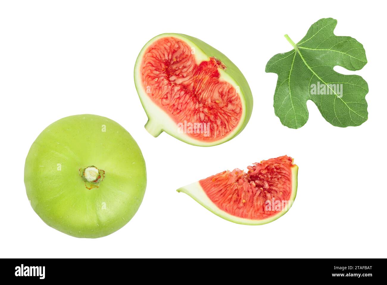 Ripe green fig fruit isolated on white background with full depth of ...
