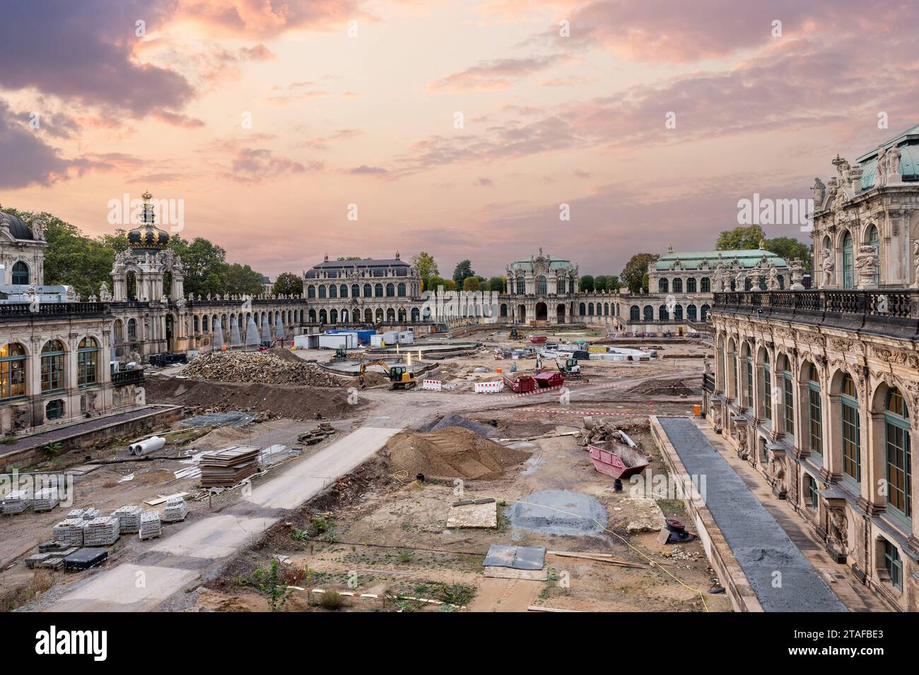 Dresden Zwinger palace king inner courtyard under reconstruction and ...