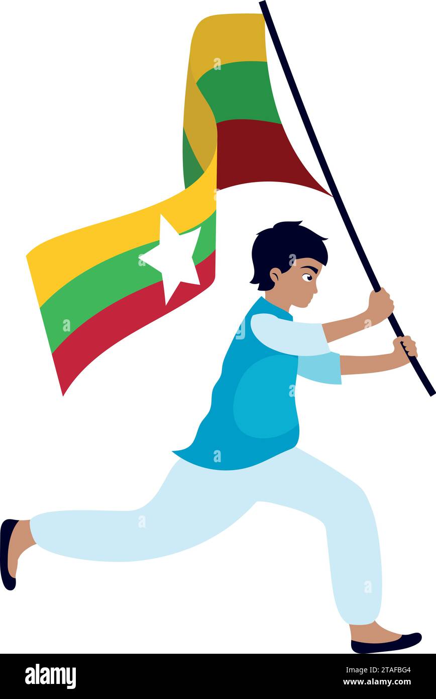 myanmar independence day design with man holding flag Stock Vector ...