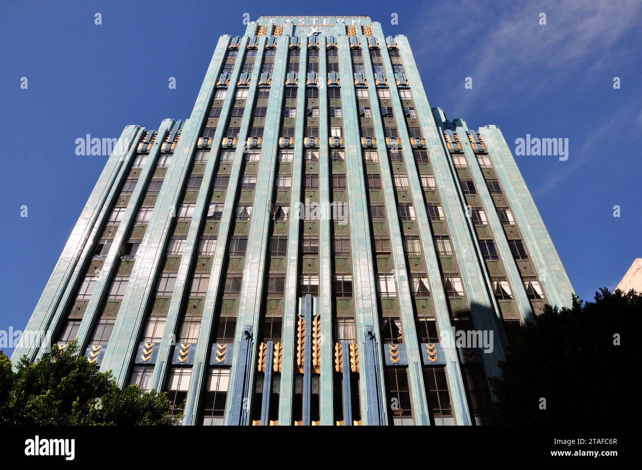 Awash in blues and golds, the iconic Eastern Columbia Building in ...