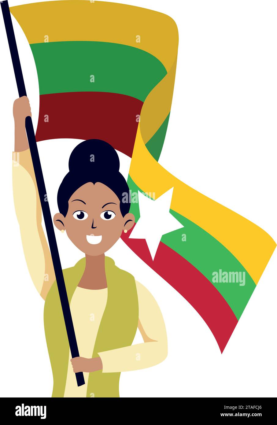 myanmar independence day illustration with woman and flag Stock Vector ...