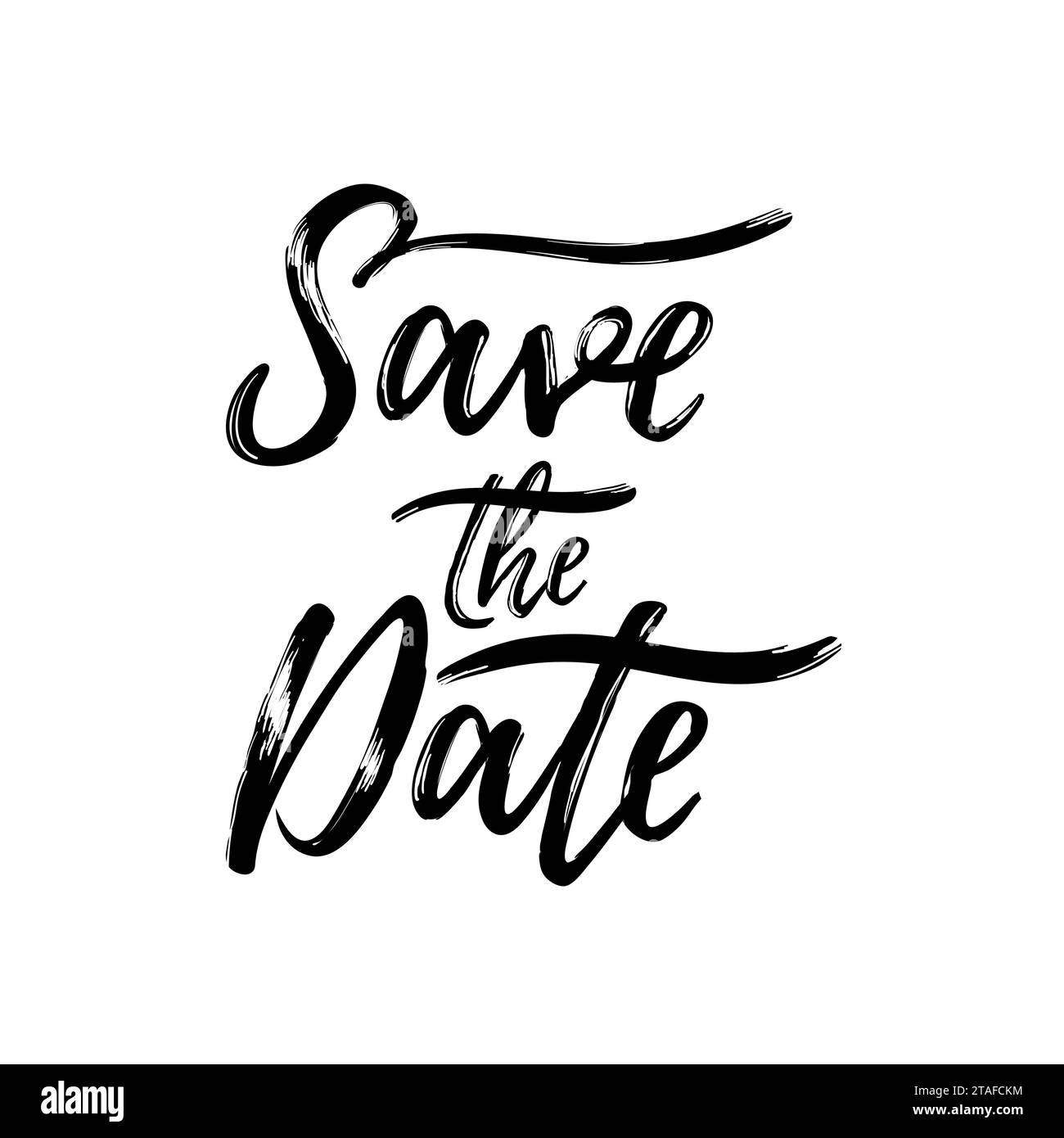 Save The Date Black Text Calligraphy Vector Lettering For Wedding Love Card Stock Vector Image