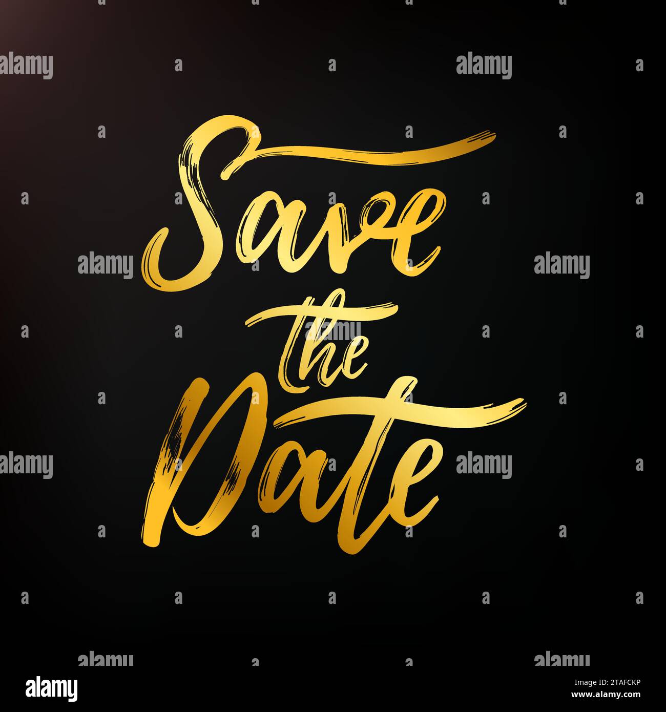 Save The Date Gold Text Calligraphy Vector Lettering For Wedding Love Card Stock Vector Image