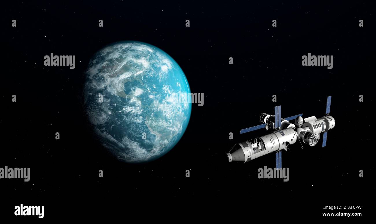 Space station in Earth orbit Stock Photo - Alamy