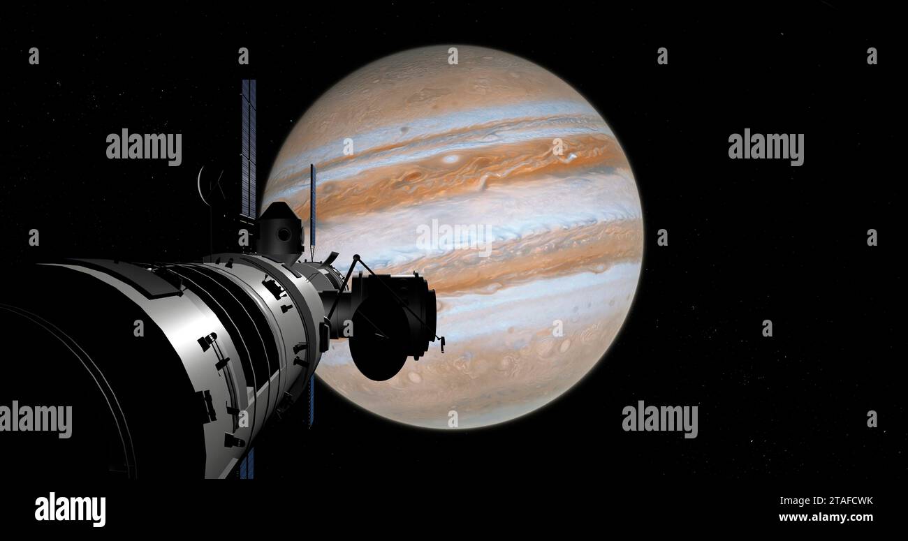 Space station in orbit of Jupiter Stock Photo - Alamy
