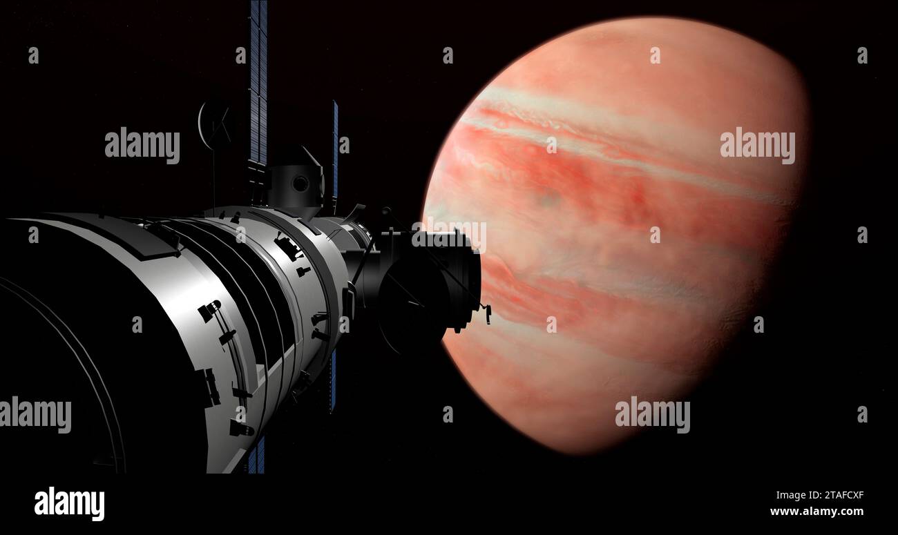 Spaceship arriving at exoplanet, space mission to the unknown planet ...